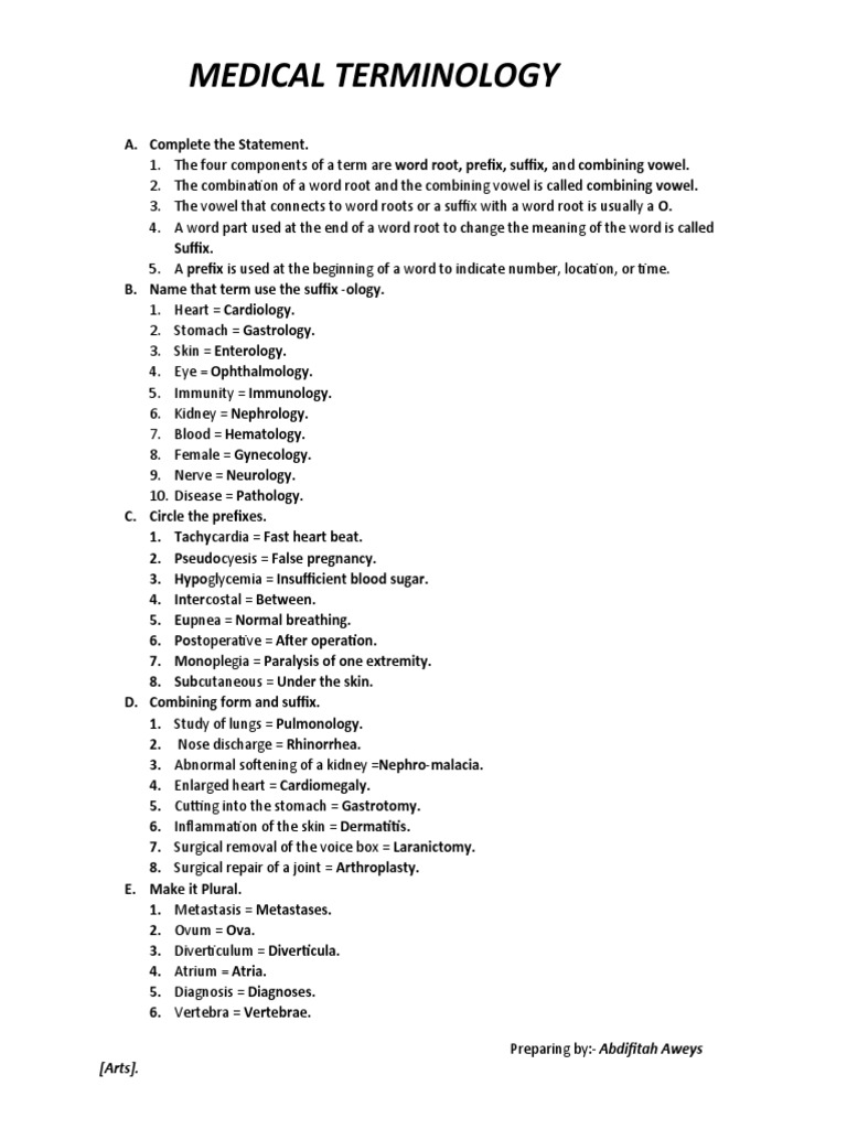 Understanding Medical Terminology: Breaking Down Components, Combining ...
