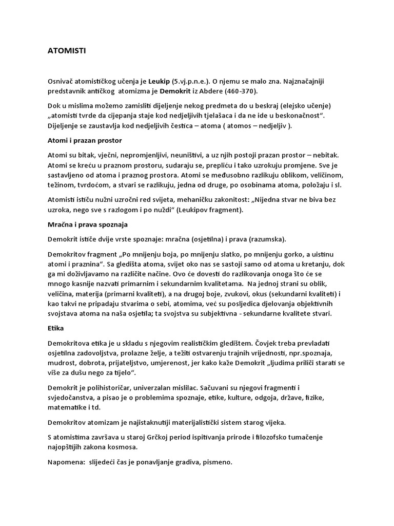 ATOMISTI | PDF