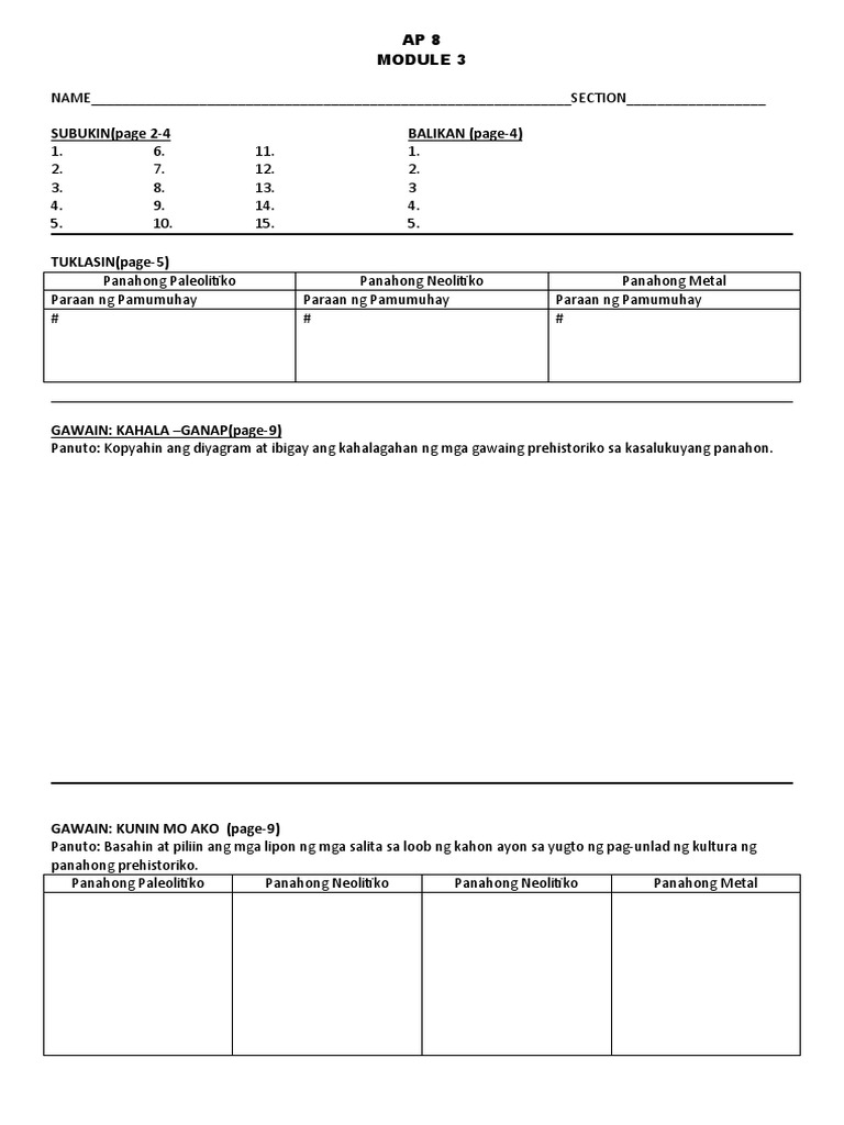 Answer Sheet Week3-4 | PDF