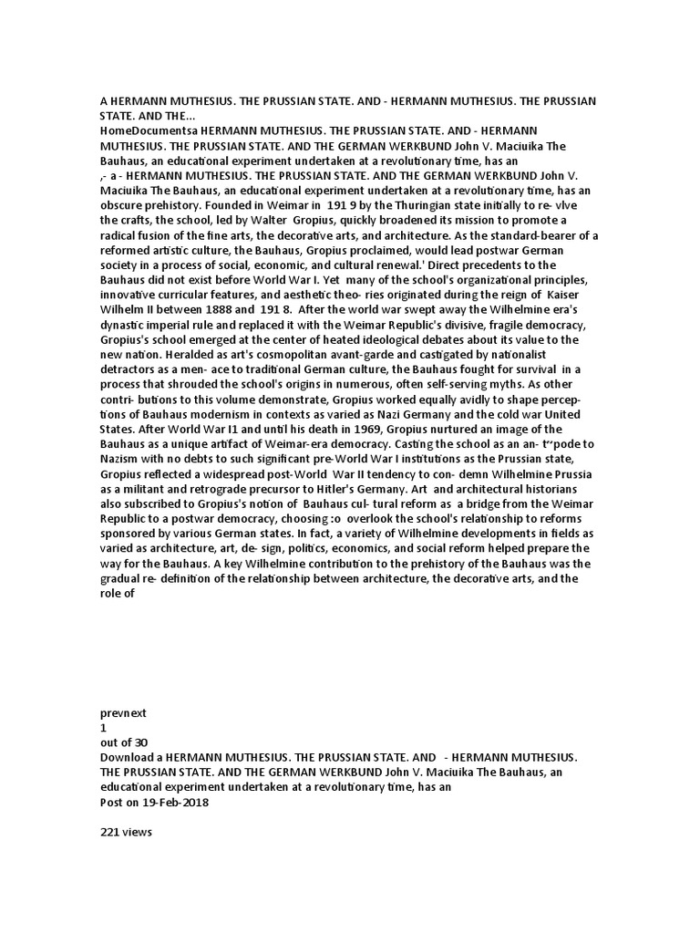 A Hermann Muthesius The Prussian State | PDF | Arts And Crafts Movement