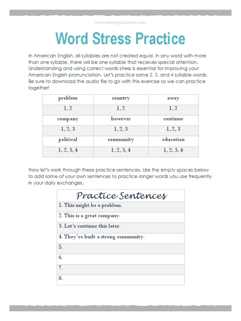 Word Stress Practice | PDF