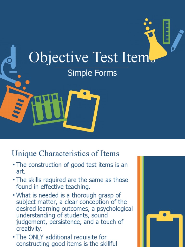 Assessment - Objective Test Items | PDF | Multiple Choice | Test ...