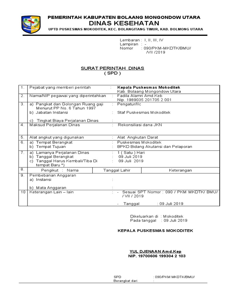 Format SPPD Halaman Belakang | PDF