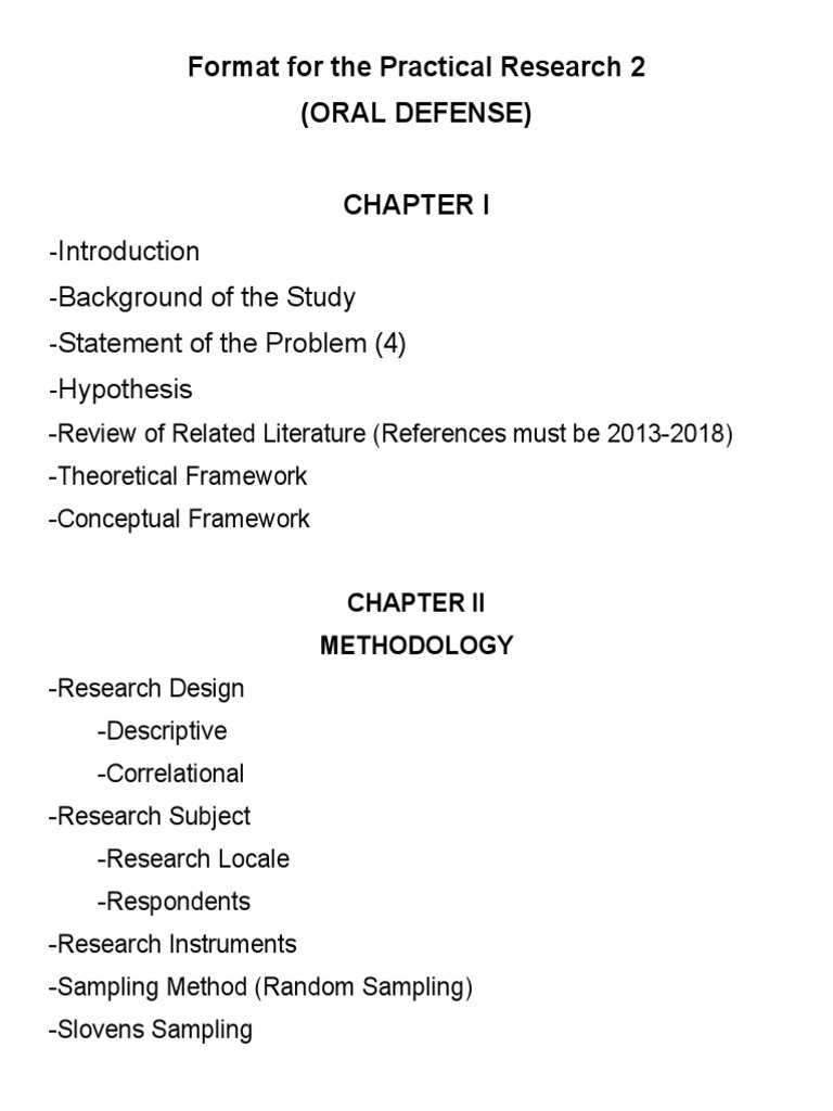 Format For The Practical Research 2 | PDF