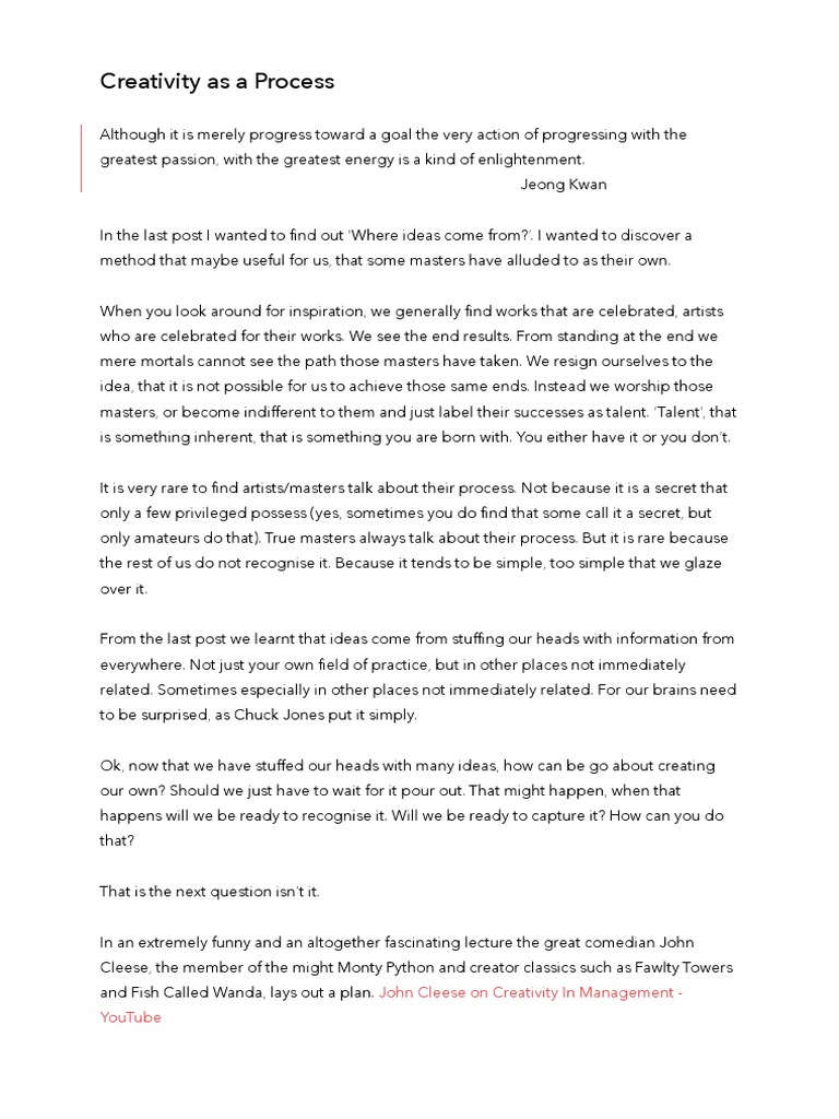 Creativity As A Process | PDF | Philosophy | Art