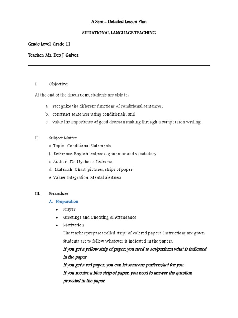 A Semi Detailed Lesson Plan in English V | PDF | Lesson Plan | Teachers