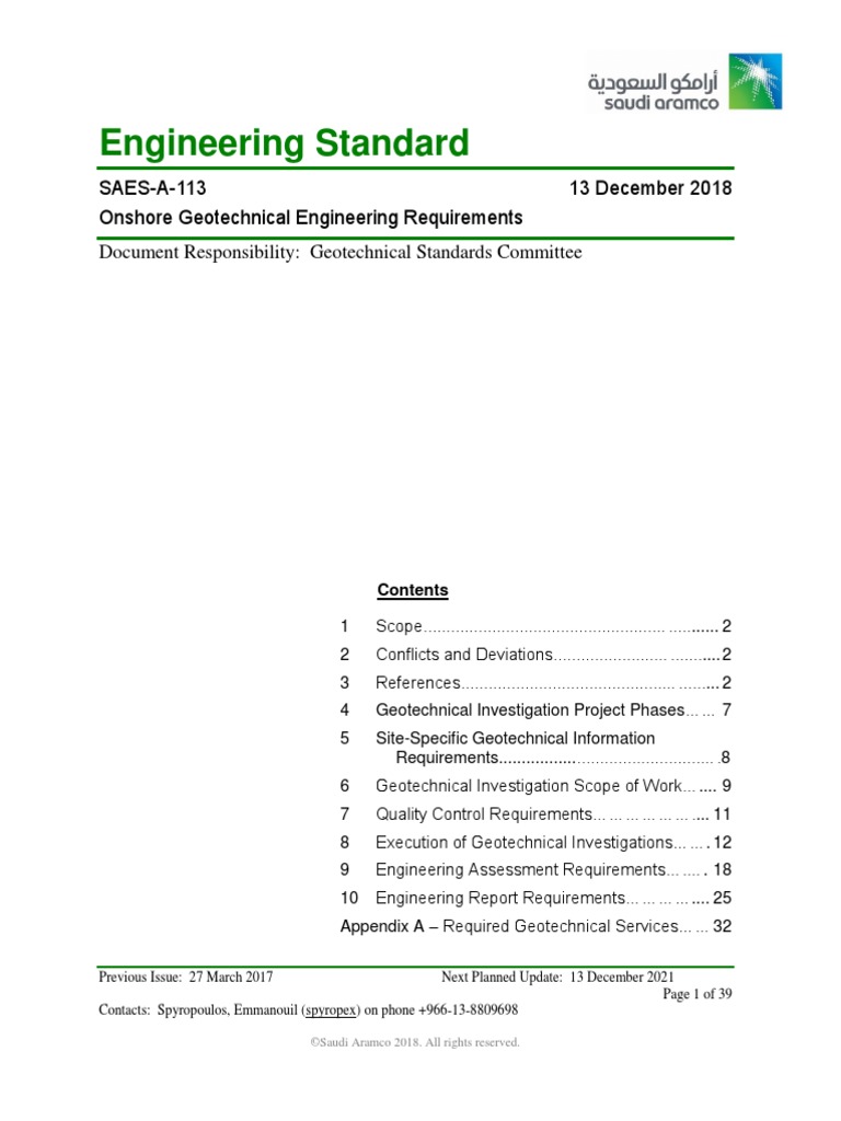 Saes A 113 PDF | PDF | Geotechnical Engineering | Earth Sciences