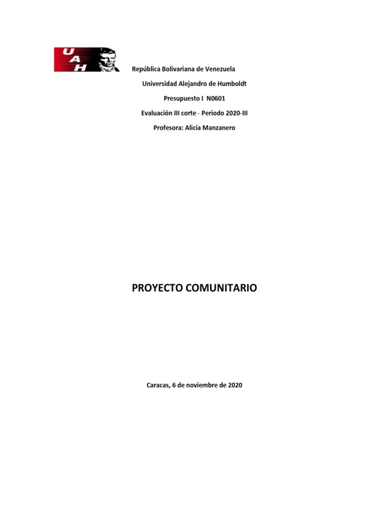 Proyecto Comunitario | PDF | Agua | Economias