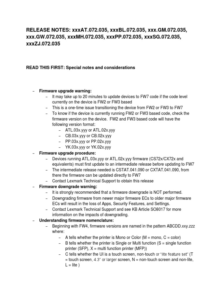 ReleaseNotes Xxxyy.072.035 PDF | PDF | Windows 10 | Office Equipment