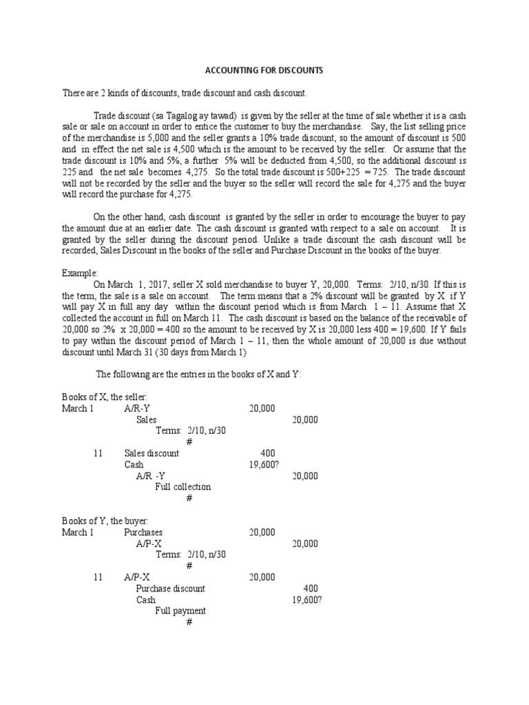 Accounting for Discounts Explained | PDF | Discounts And Allowances | Sales