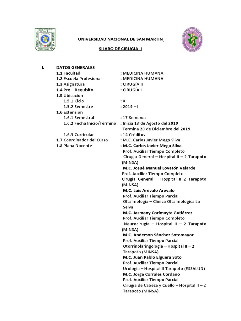 Sillabus Cirugía II 2019 II | PDF | Ojo humano | Oftalmología