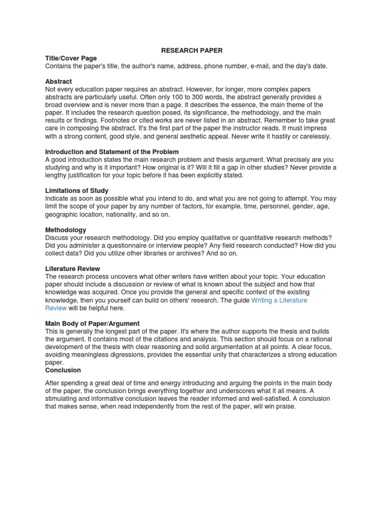 Research Paper Title/Cover Page: Writing A Literature Review | PDF ...