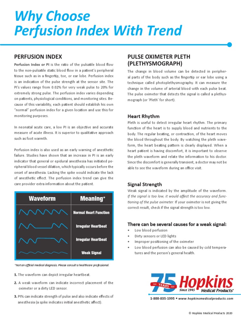 Pulse Oximeter Perfusion Index Info | PDF | Pulse | Angiology