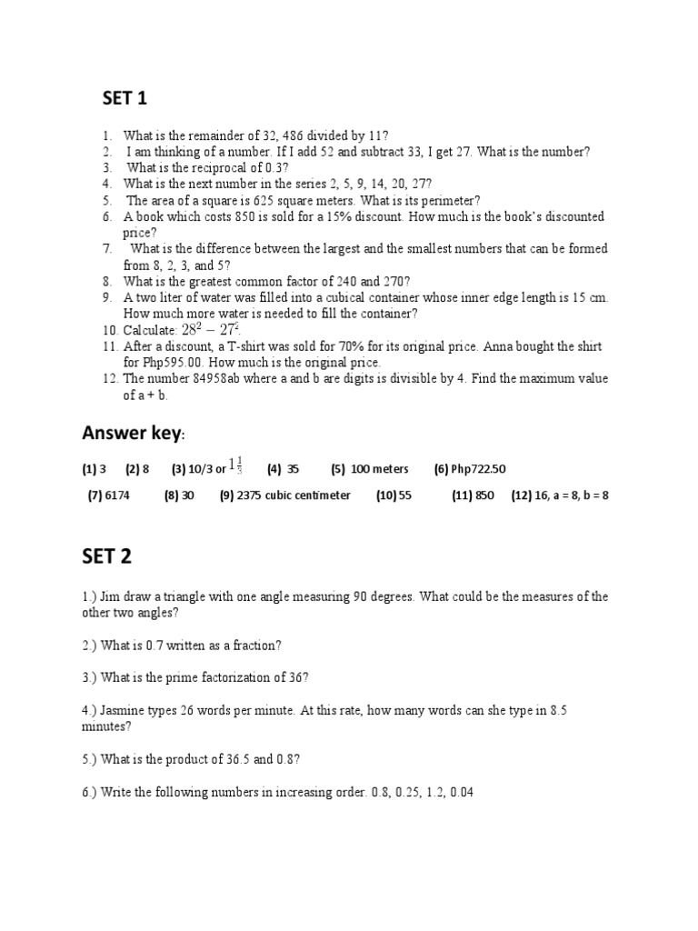 Mtap Reviewer Grade 5 | PDF | Area | Fraction (Mathematics)