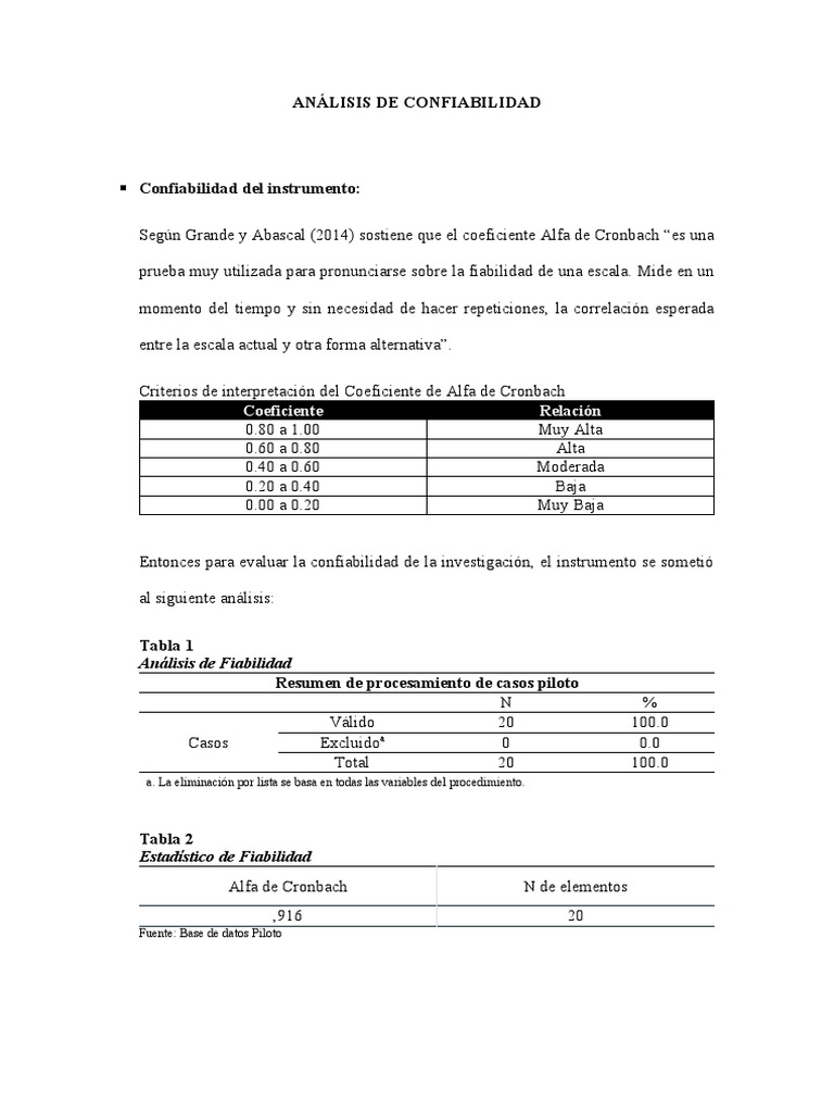 Analisis de Confiabilidad | PDF