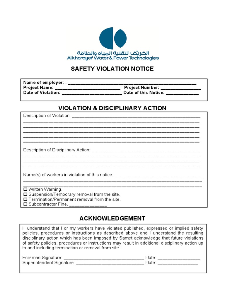 Construction Safety Violation Notice | PDF