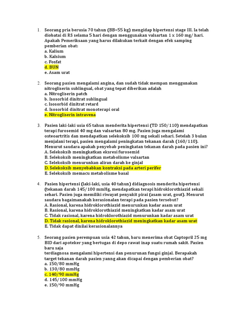 Soal Hipertensi | PDF | Sains & Matematika
