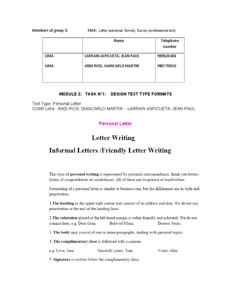 3 Group - Improved Personal, Formal Letter | PDF