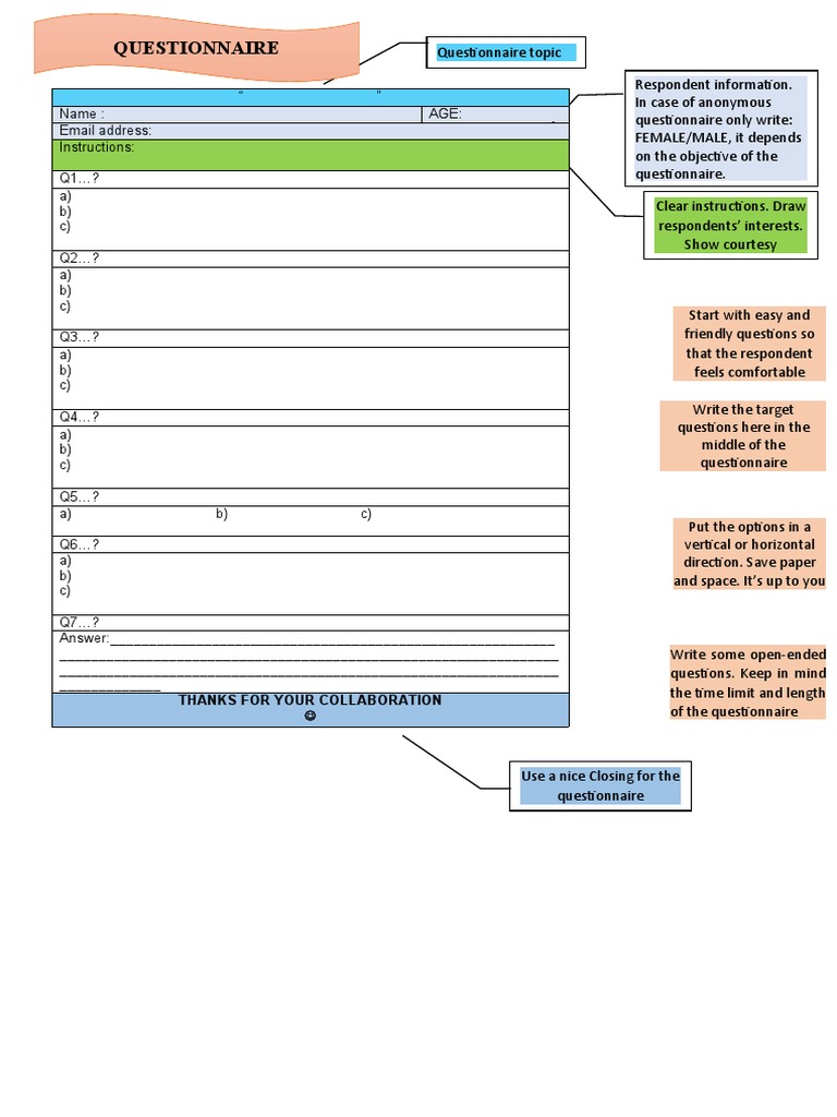 Questionnaire: Thanks For Your Collaboration | PDF | Questionnaire | Lunch