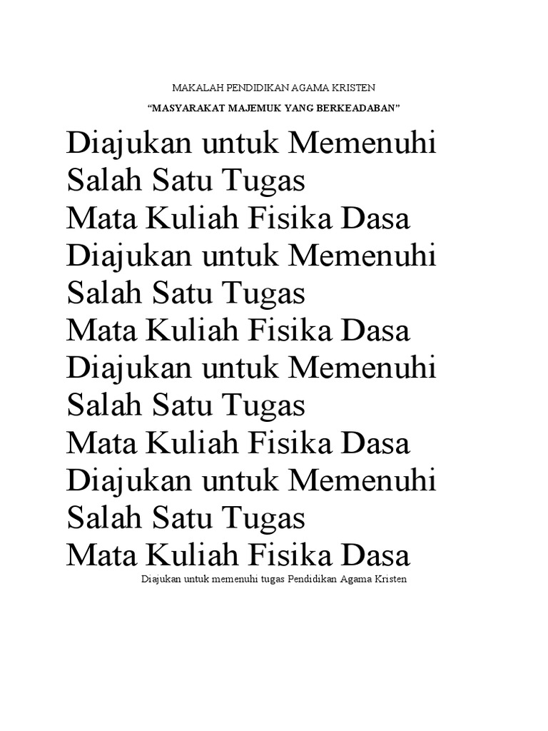 Makalah Pendidikan Agama Kristen | PDF