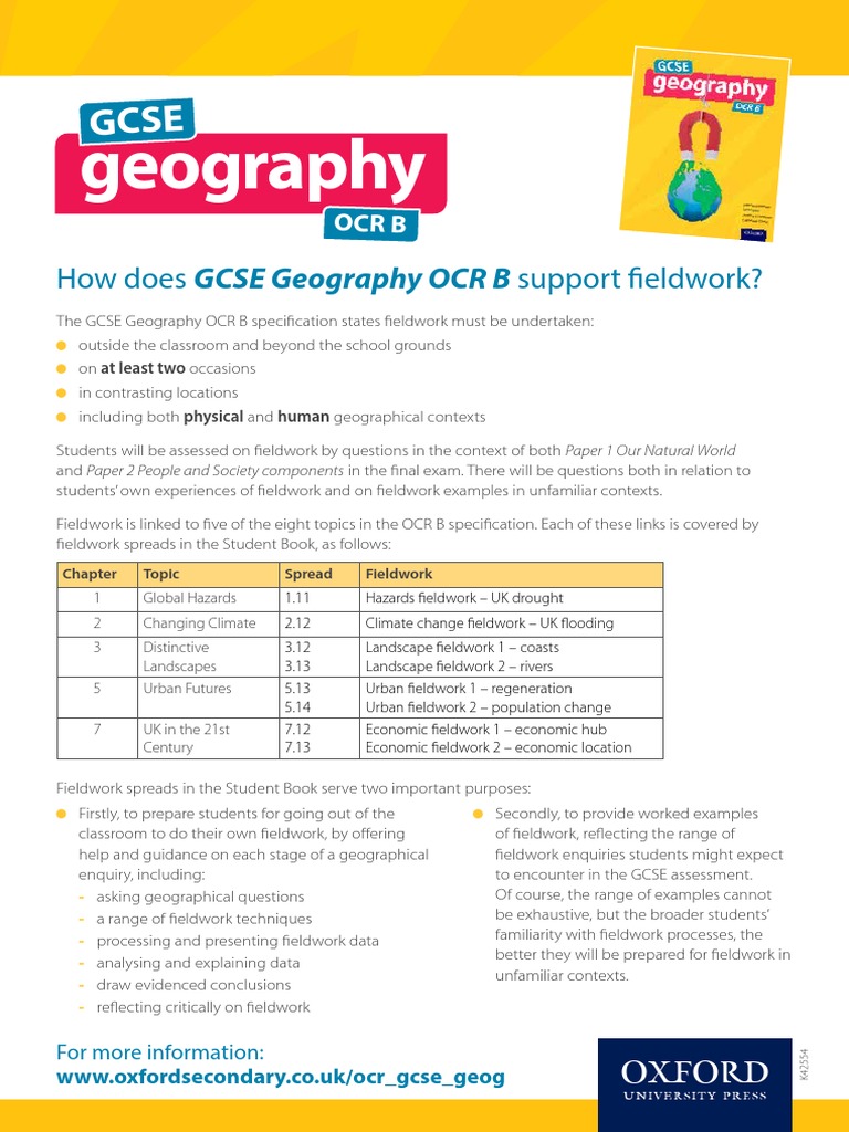 Geography: How Does GCSE Geography OCR B Support Fieldwork? | PDF ...