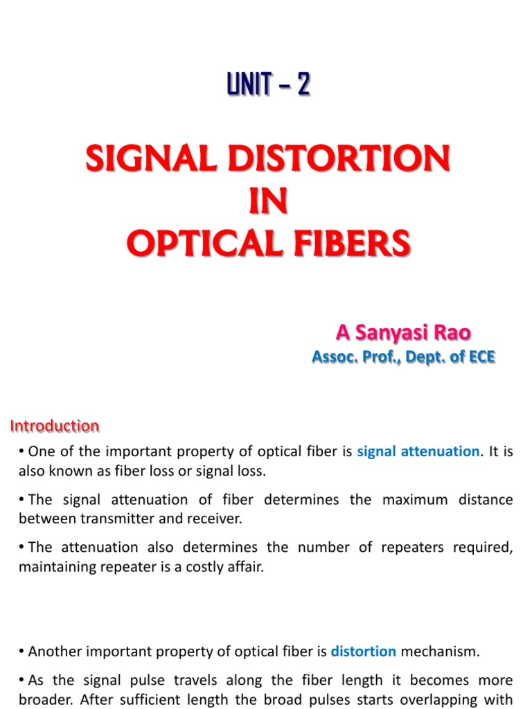 OFC PPT - Unit 2 - ASRao | PDF | Dispersion (Optics) | Attenuation