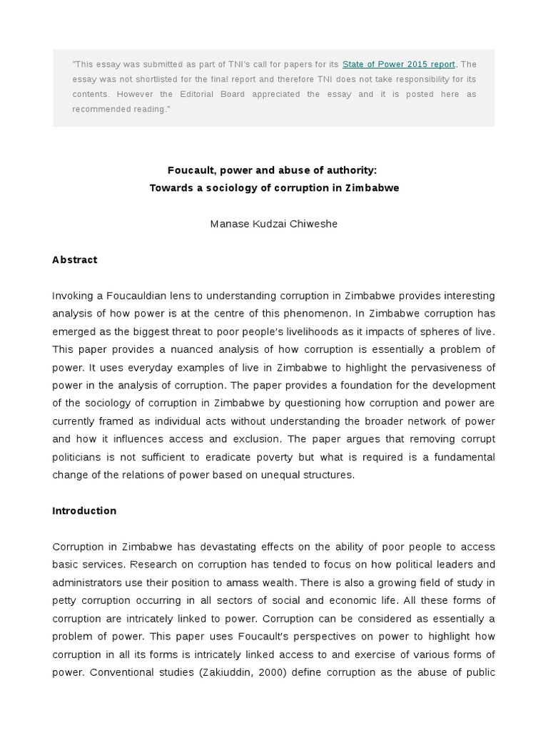 Power and Corruption Paper PDF | PDF | Power (Social And Political ...