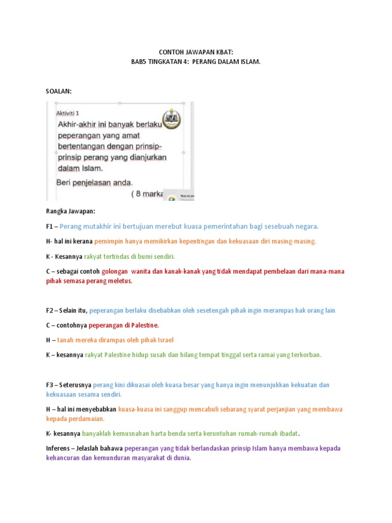 Contoh Jawapan Kbat | PDF