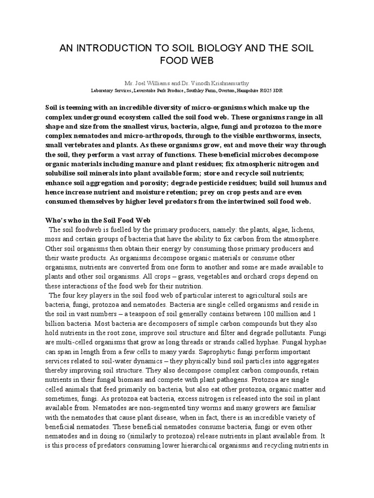 An Introduction To Soil Biology and The Soil Food Web: Mr. Joel ...