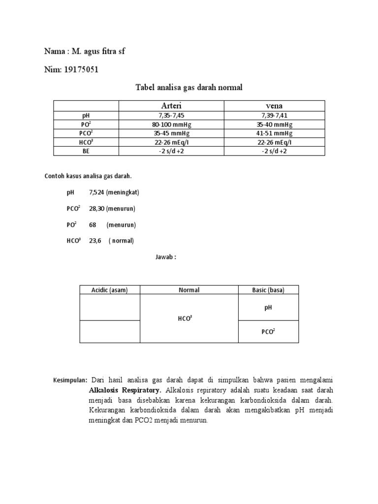 Contoh Analisa Gas Darah | PDF