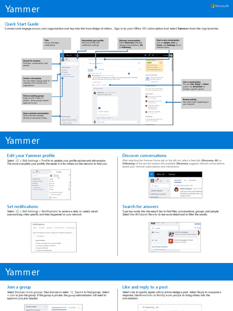 Yammer Quick Start User Guide | PDF | Hashtag | Computer Mediated ...