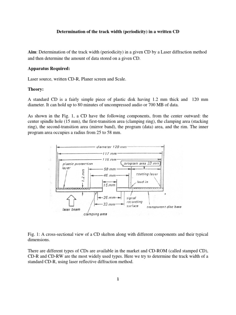 Determination of The Track Width (Periodicity) in A Written CD | PDF ...