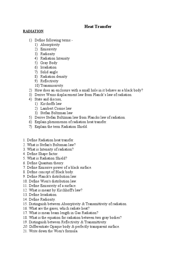 Heat Transfer Question Bank | PDF | Heat Exchanger | Heat Transfer