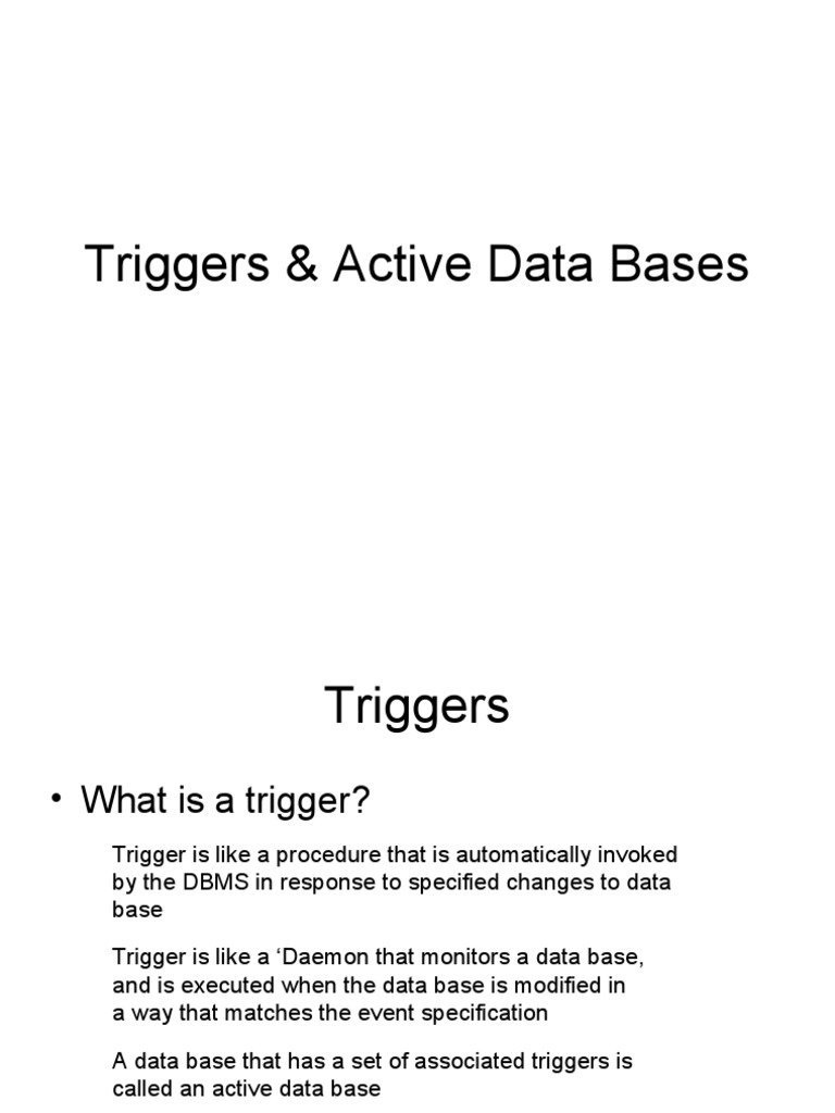 Triggers & Active Data Bases | PDF | Databases | Information Management