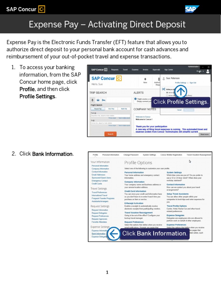 Expense Pay - Activating Direct Deposit | PDF | Business
