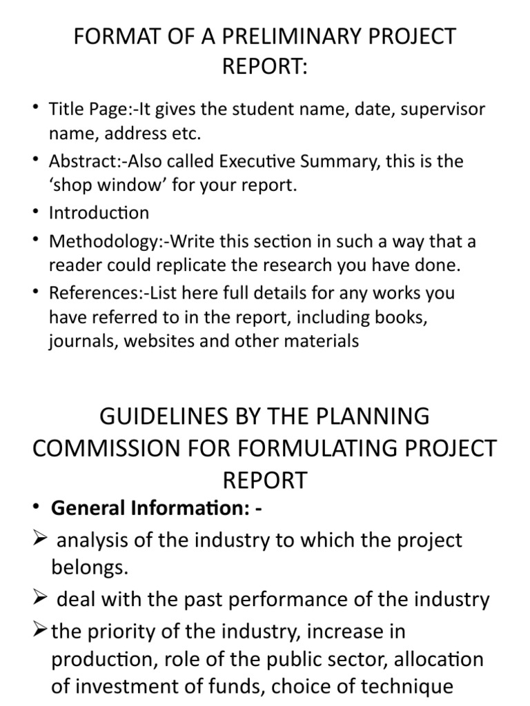 Format of A Preliminary Project Report | PDF