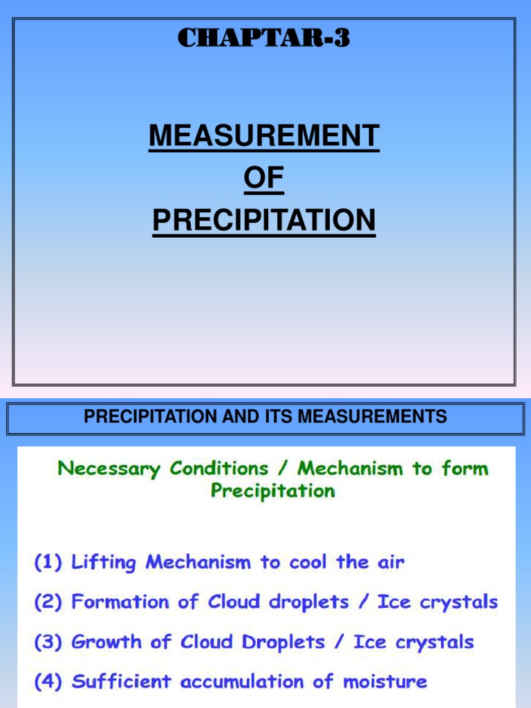 Chaptar 3 Measurement of Precipitation (Final) | PDF | Rain | Precipitation