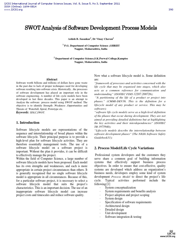 SWOT Analysis of Software Development Process Mode | PDF | Software ...