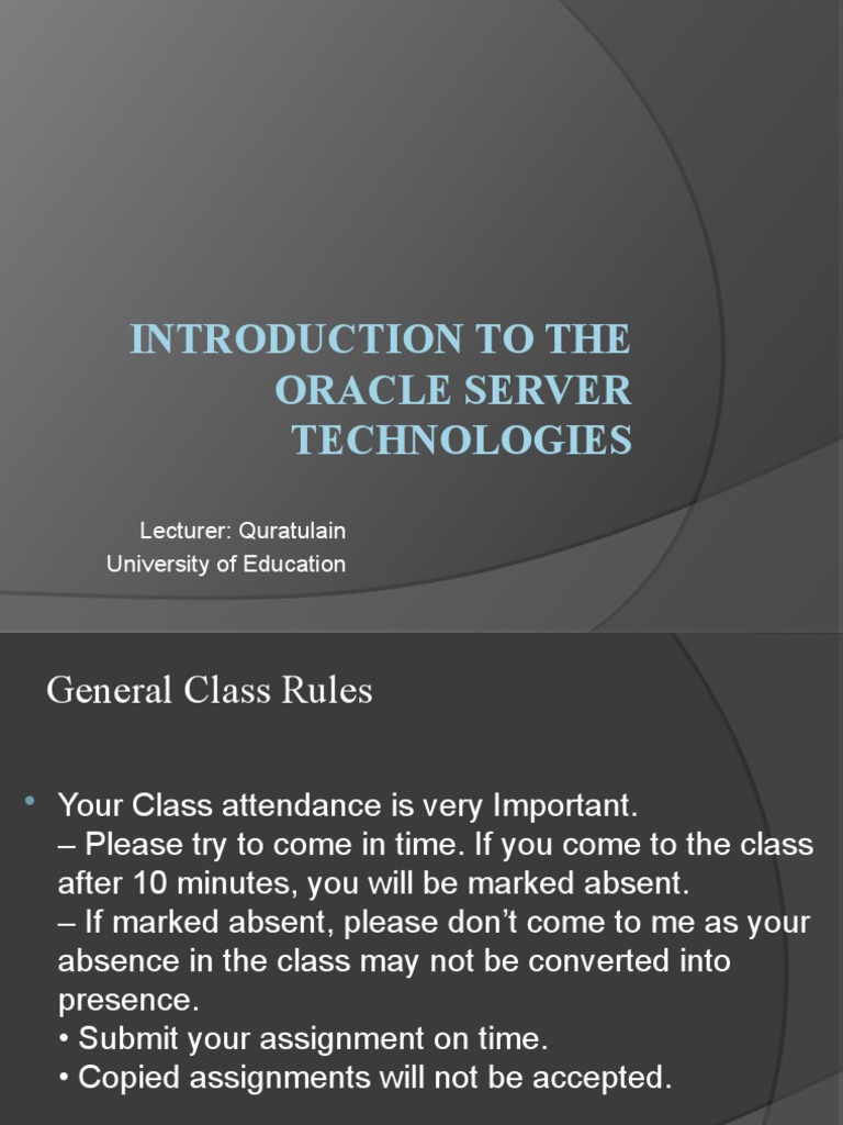 Pres1 Introduction To The Oracle Server Technologies Pdf Web Application Databases