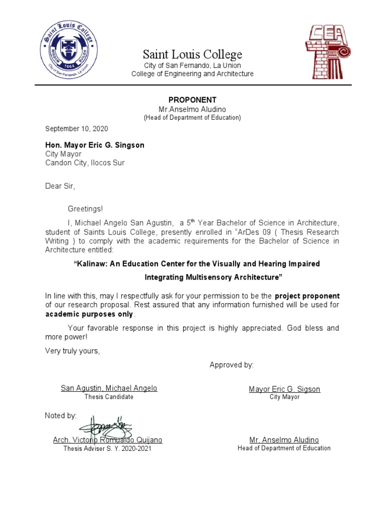 Proponent Letter | PDF