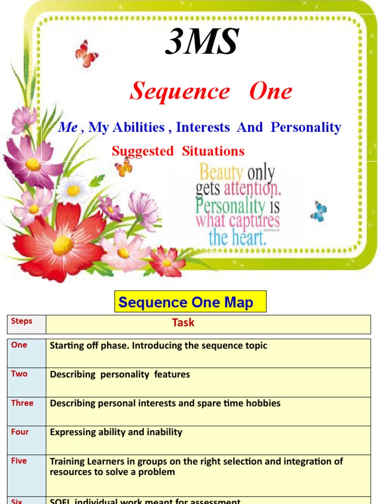 Sequence One: Me, My Abilities, Interests and Personality | PDF ...