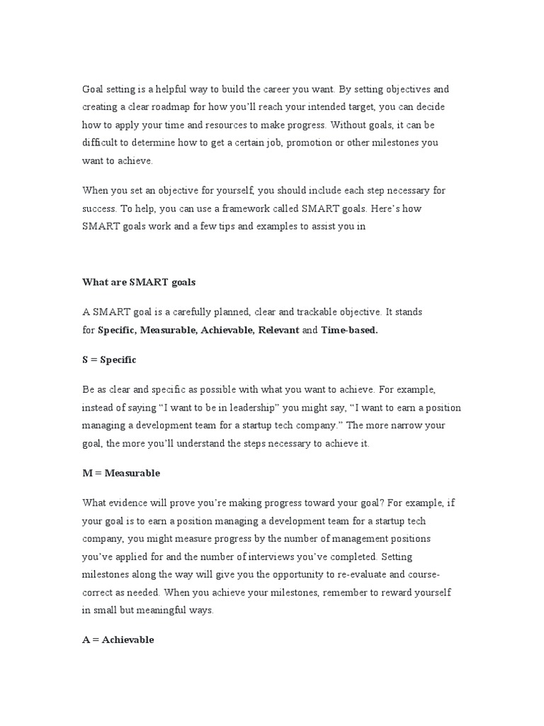 Goal Setting Is A Helpful Way To Build The Career | PDF | Career & Growth