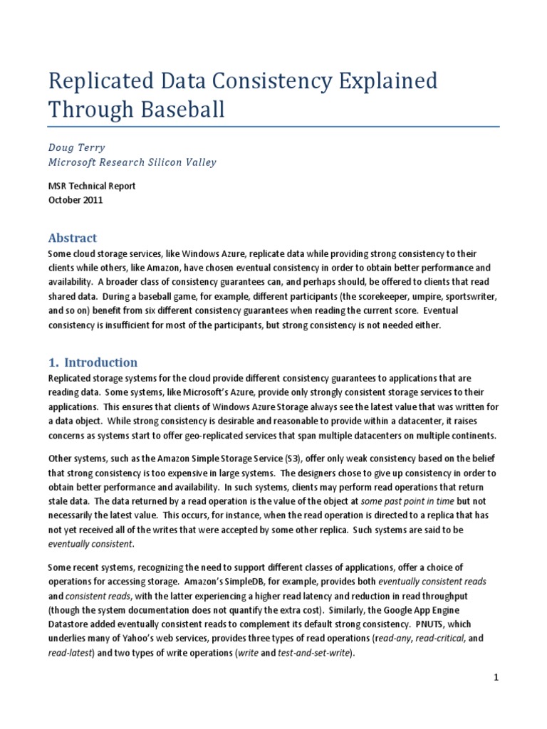 Replicated Data Consistency Explained Through Baseball: Doug Terry ...