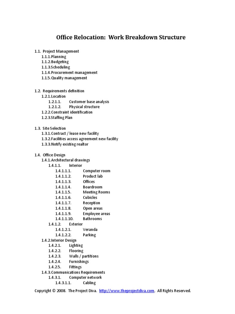 Office Relocation: Work Breakdown Structure | PDF