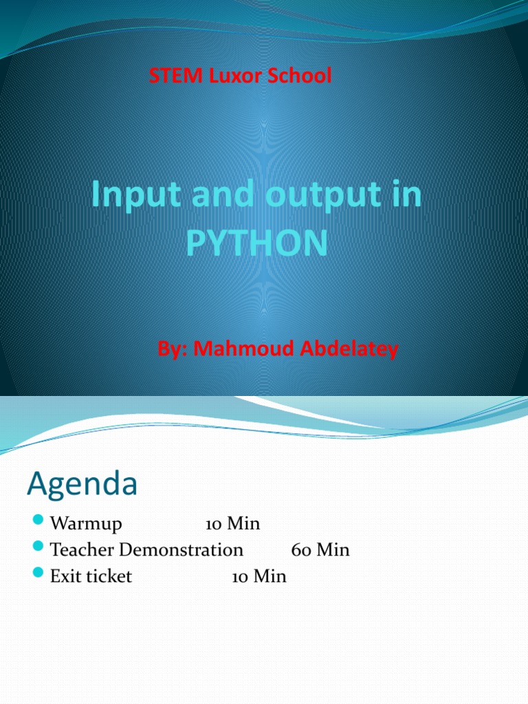 Input and Output in Python: STEM Luxor School | PDF