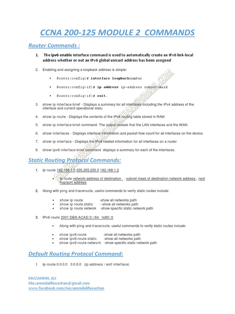 Commands Module 2 | PDF | Ip Address | I Pv6