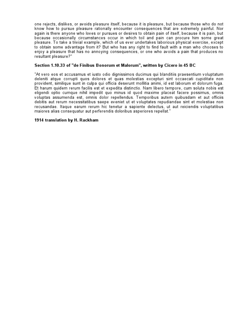 Section 1.10.33 of "De Finibus Bonorum Et Malorum", Written by Cicero in 45 BC | PDF