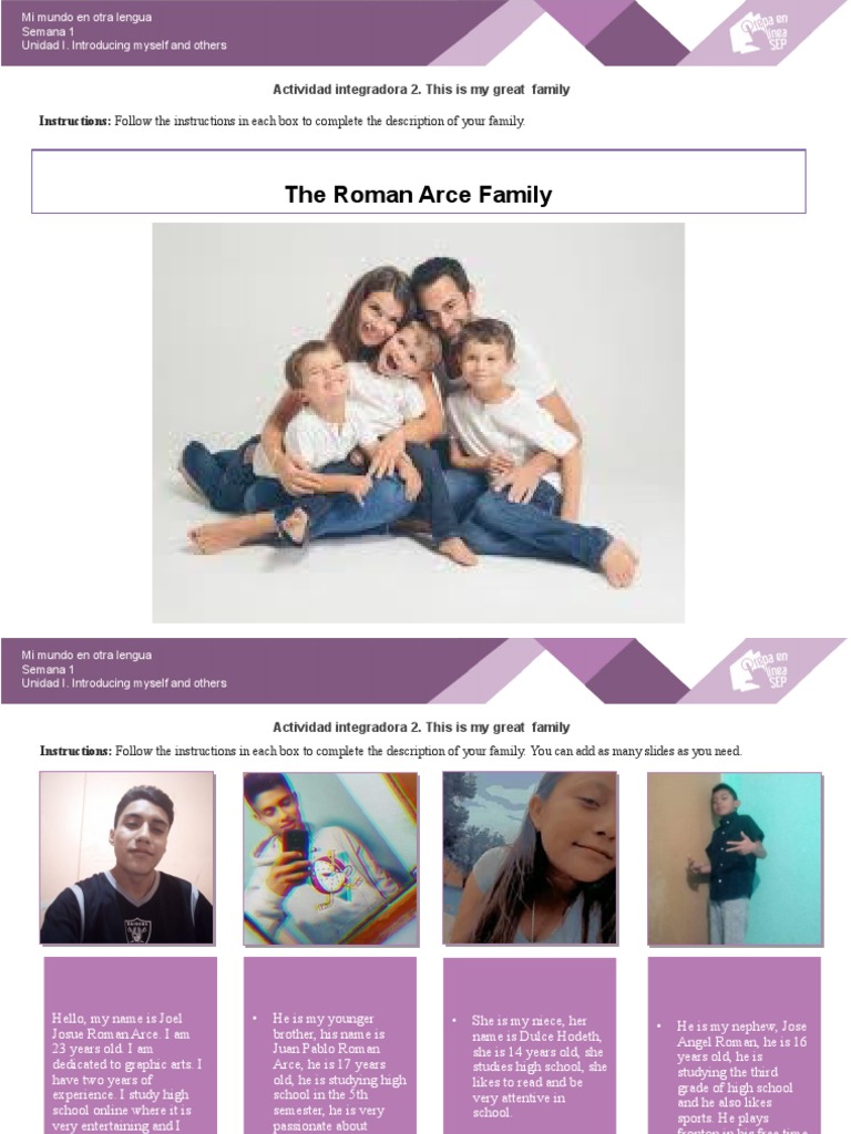 The Roman Arce Family: Actividad Integradora 2. This Is My Great Family ...