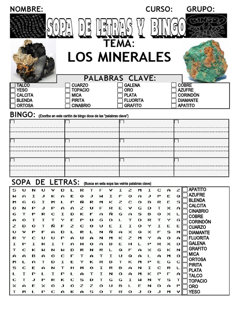 Sopa De Letras Sobre Minerales