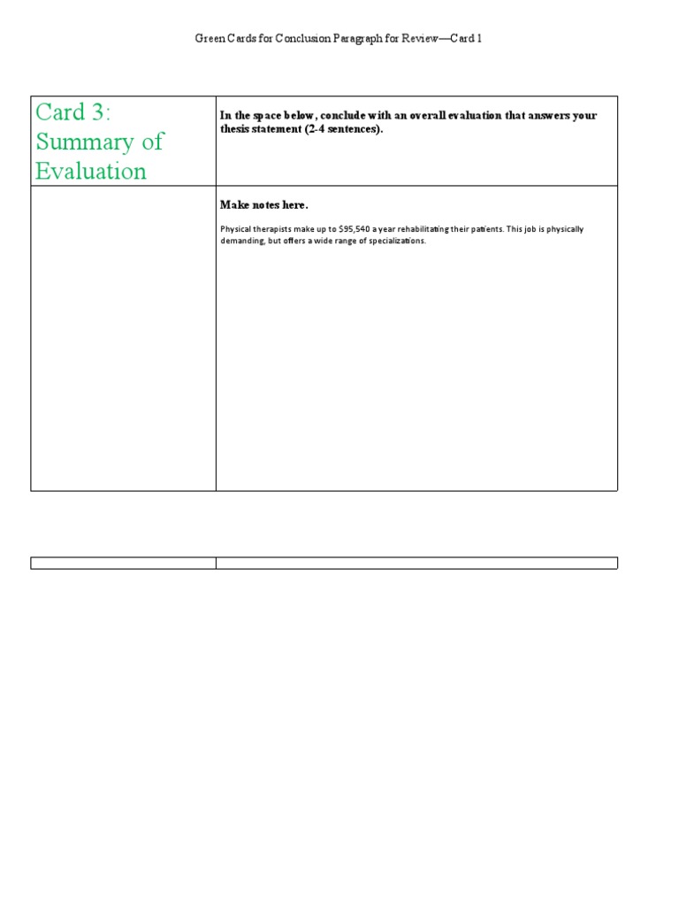 Green Cards For Conclusion Review Card 3 Jenna Arthur 2 1 | PDF